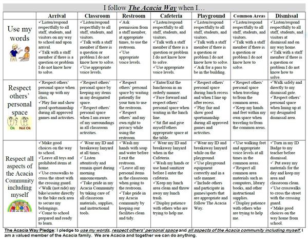 At Our School / PBIS Matrix